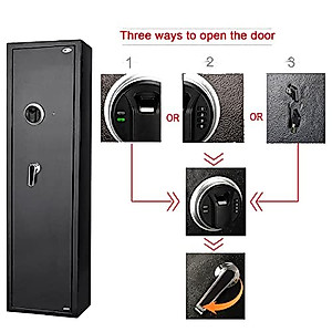 Biometric Fingerprint Gun Safe for Rifle, Upgraded Quick Access Large Rifle Gun Security Cabinet for 5-6 Rifle Shotgun Firearms with/without Scopes with Pistol Lock Box