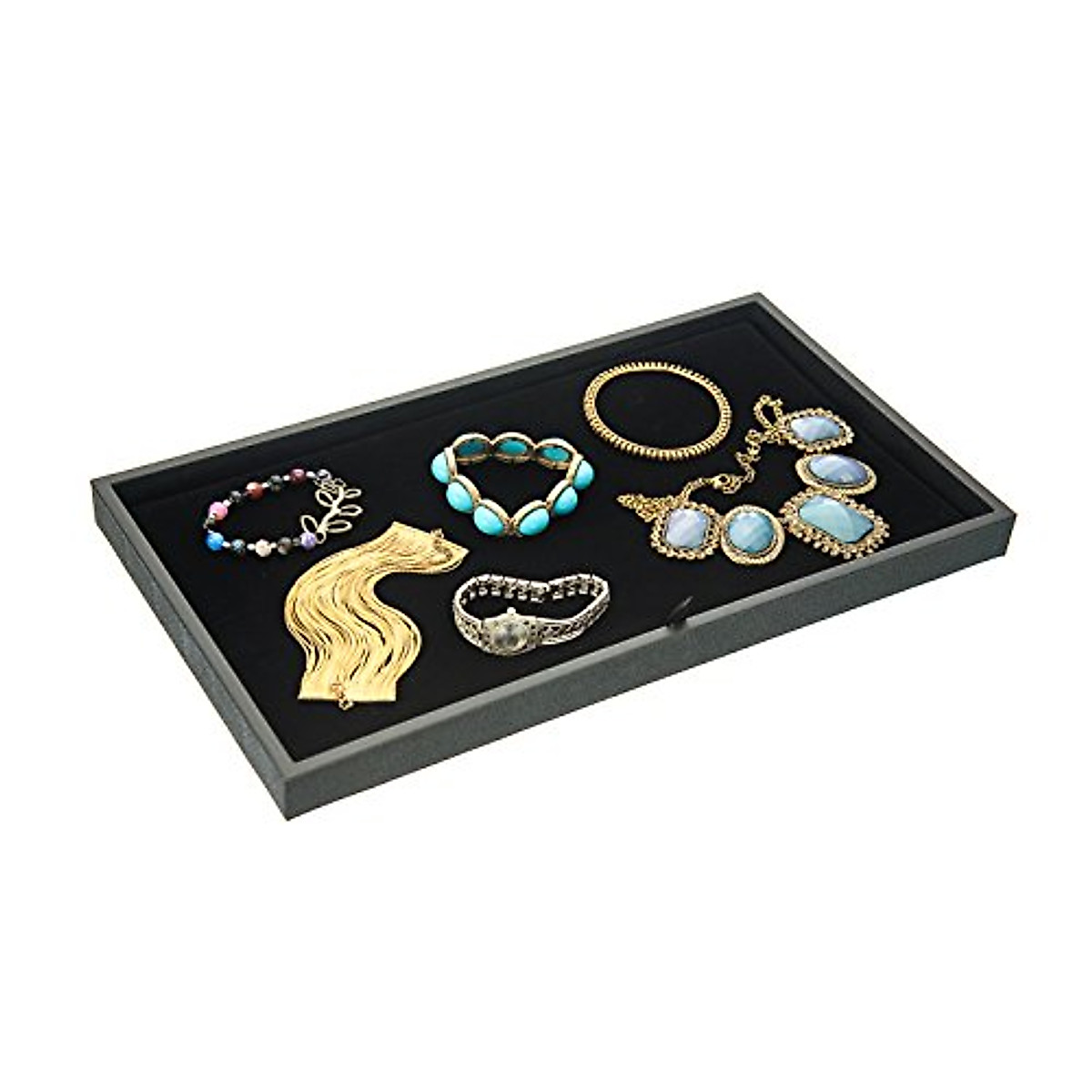 SE Black Cushioned and Flocked Jewelry Tray Insert - J37514F-PAD