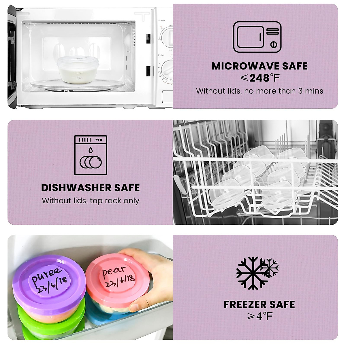 TOFLEN Reusable Small Freezer Containers 5 Oz Plastic Food Storage Containers with Screw On Lids, Leakproof & Airtight, Freezer Safe, Dishwasher Safe, Set of 12 Multicolor