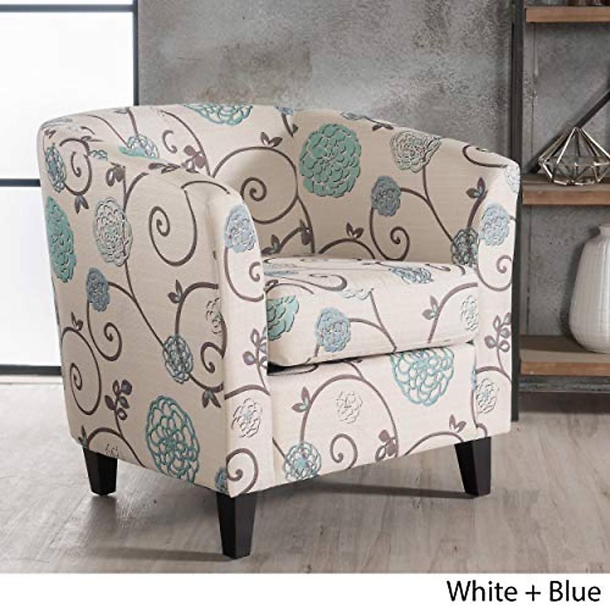 Christopher Knight Home Preston Fabric Club Chair, White / Blue