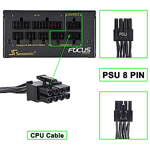 18AWG PCIE Cable for Seasonic, 65CM Male to Male PSU 8 Pin to 8 & 6+2 Pin GPU Power Cable for Seasonic Focus Prime ASUS ROG Thor Strix Modular Power Supply (65cm+15cm)