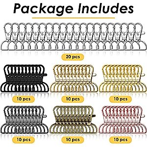Swivel Clasp Hooks, Anezus 80Pcs Key Chain Clip Hooks, D Ring Clip Lanyard Hardware for Keychain Making, Lanyard Making, Purse Hardware, DIY Craft (3/4” Inside Width)