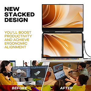 New Mobile Pixels Duex Float Portable Monitor, 15.6" Full HD IPS Dual Monitor for Laptops, USB C/HDMI Plug and Play Portable Screen,Windows/Mac/Android/Switch Compatible