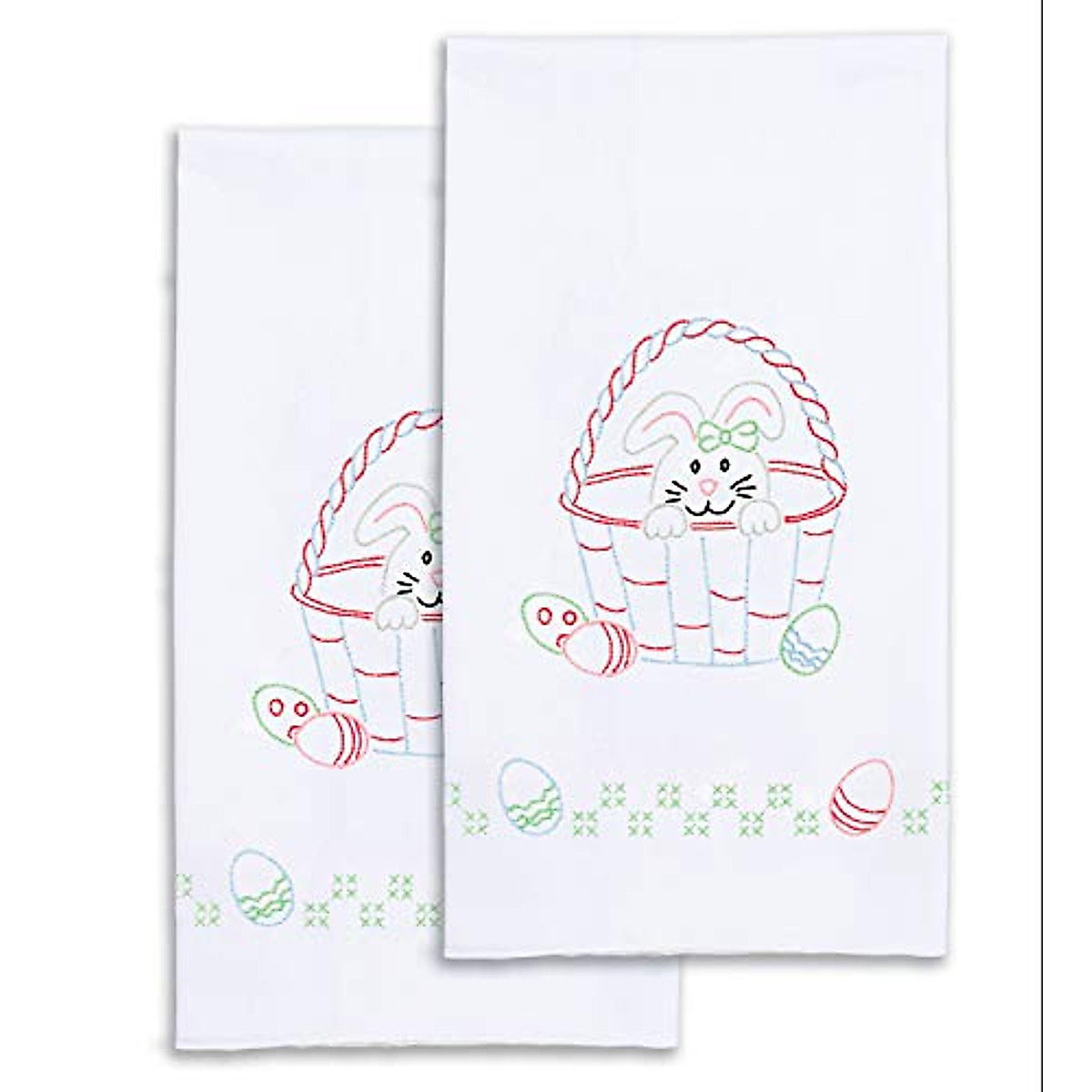 Jack Dempsey Needle Art Easter Embroidery Towels, white