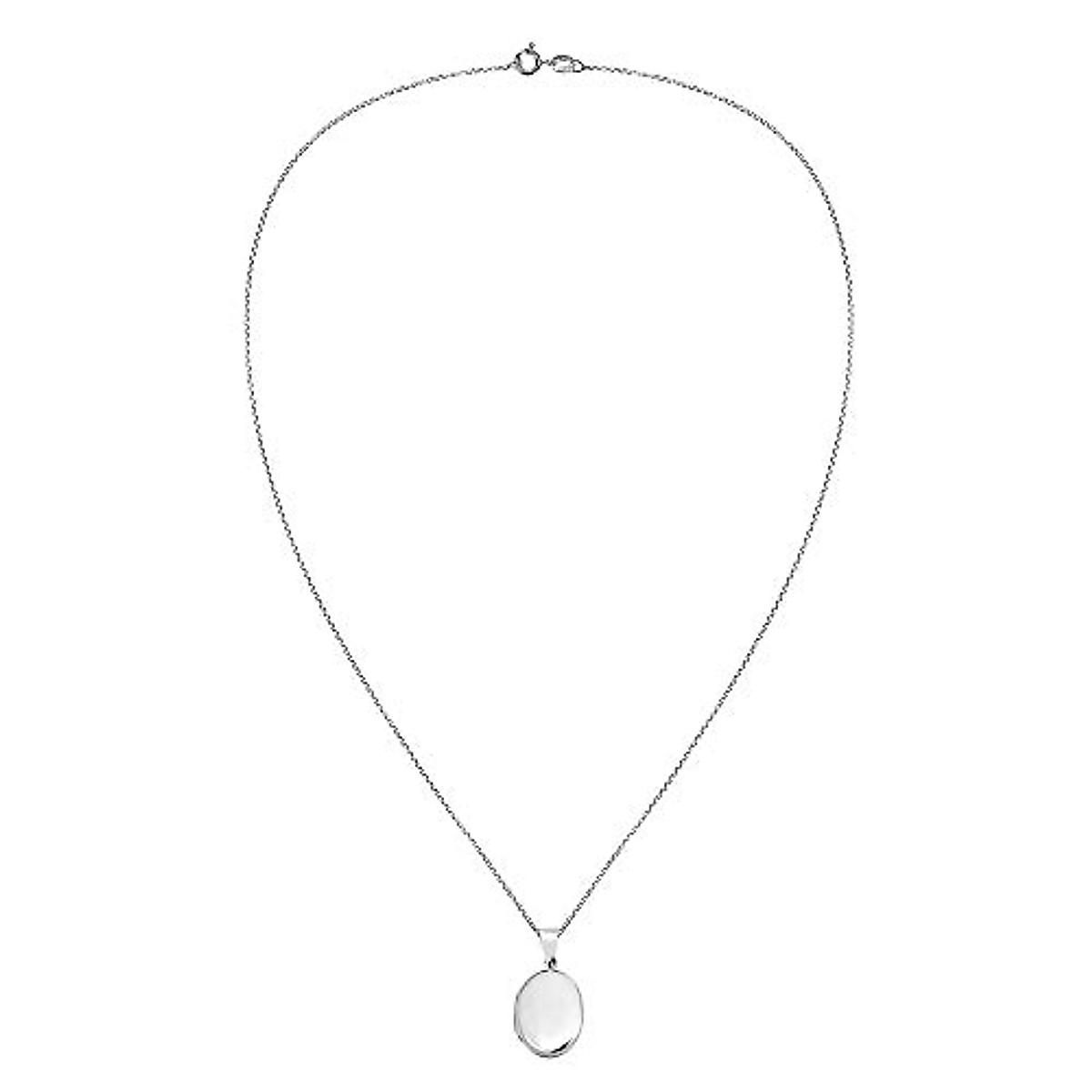 AeraVida Minimalist Engrave Keepsake Memory Holder Sterling Silver Polished Oval Locket Necklace, 16 inch