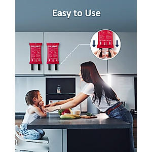 Ecoey Fire Blanket, Fiberglass Fire Blanket for Home & Kitchen, Emergency Blankets for Survival, Fire Blankets for People, Flame Retardant Fabric, Fireproof Blanket, Fire Safety, FJ109-B, 2 Packs