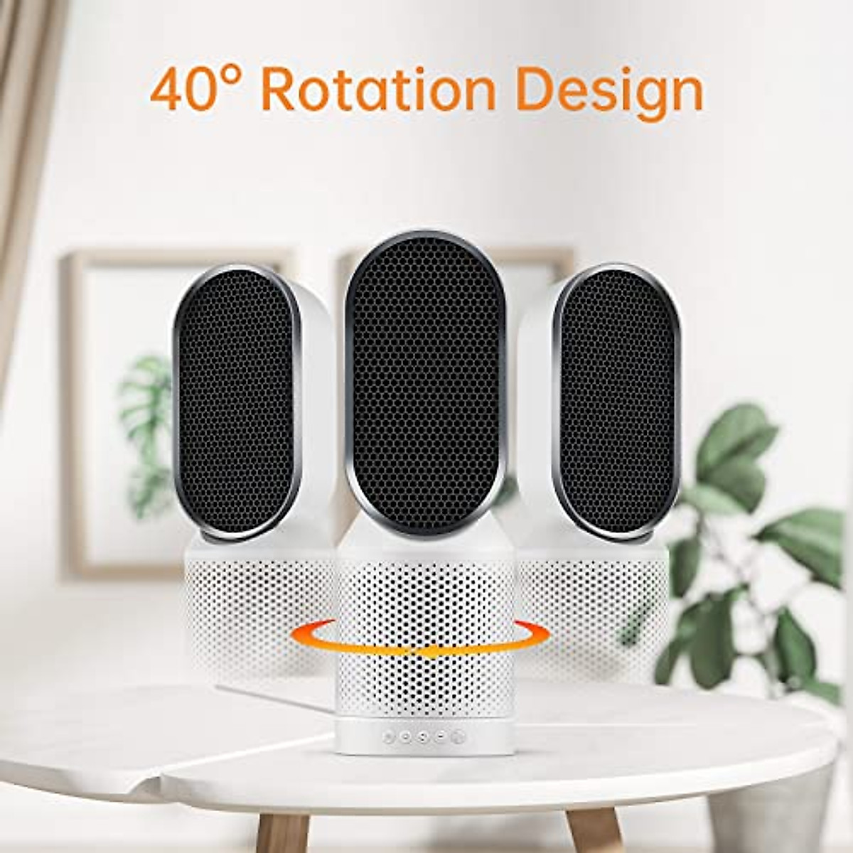HEPA Air Purifiers for Bedroom, QUEENTY Room Air Purifier Ionizer with H13 True HEPA Filter, 40° Rotation Air Purifiers for Pets, Home, Remove 99.97% Dust Smoke Pollen Pet Dander (White)