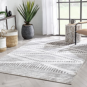 Well Woven Axasta Ivory Grey Diamond Medallion Tribal Area Rug 5x7 (5'3" x 7'3")