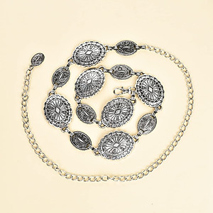 ILuvatar Waist chain women's metal chain dress with butterfly sweater chain Silver retro waist chain punk belt