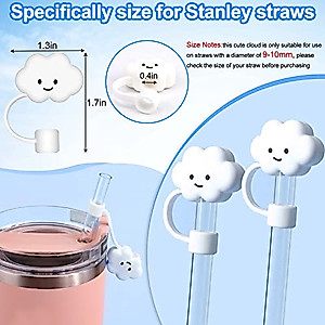 AIERSA Straw Cover for Stanley Cup,4Pcs Cloud Straw Covers Compatible with Stanley 30&40 Oz Tumbler with Handle,Silicone Straw Topper for Stanley Cups Accessories