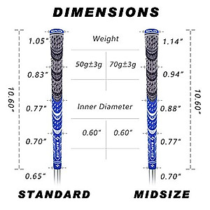 SAPLIZE 13 Golf Grips, Standard, All Weather Multi Compound Hybrid Golf Club Grips, Blue