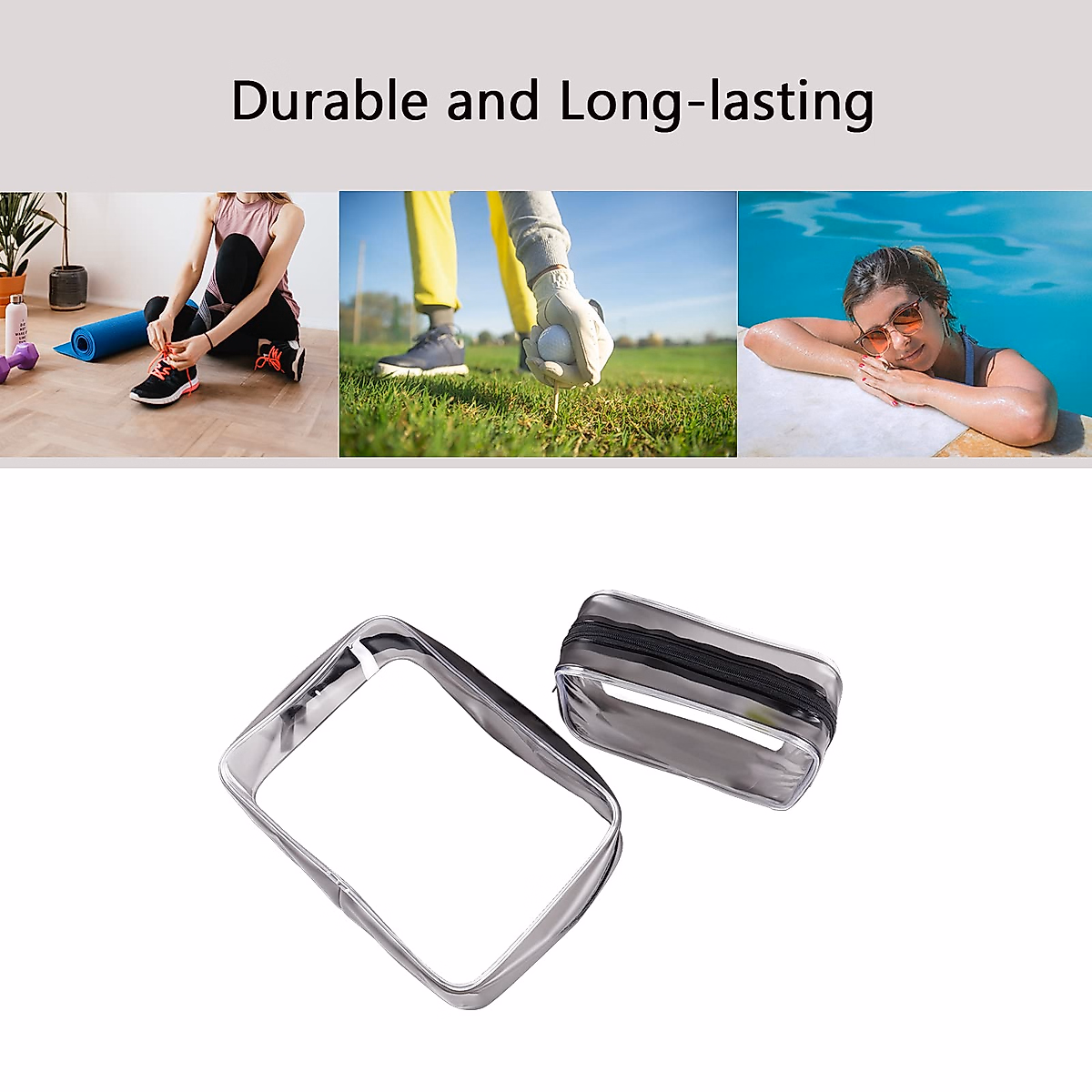 Clear Travel Bags for Toiletries, Lightweight Clear Toiletry Bag, 2 Pack Multipurpose Transparent TSA Cosmetic Bag Clear Pouch For Traveling