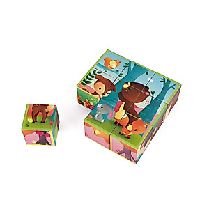 Janod Kubkid - 9 Blocks - Forest Animals Puzzle, One Color
