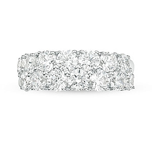 4 Cttw Diamond Double Row Anniversary Ring in 10K White Gold (4 Cttw, J-I2) Diamond Wedding Engagement Ring