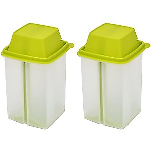 Home-X Set of 2 Pickle Storage Containers, Straining Pickle Jar, Filter Insert, Sieve Food Saver Container, 7 ½” L x 4 ¼” W x 4 ¼” H, Set of 2, Green