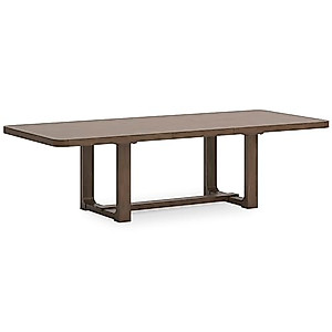 Signature Design by Ashley Cabalynn Farmhouse Dining Extension Table with 1 Removable Center Leaf, Light Brown