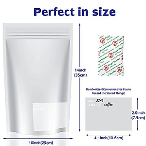 KitVacPak 1 Gallon Mylar Bags with 2000cc(30 Packets) Oxygen Absorbers,5 mil 30 Bags 10" x 14" Stand-Up Zipper Pouches Mylar Bags for Long Term  Food Storage