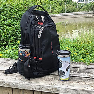 NVJUI JUFOPL Funny Cow On The Ranch Travel Tumbler Coffee Mug for Men's & Women's 15 oz, With Flip Lid, Stainless Steel, Vacuum Insulated, Water Bottle Cup