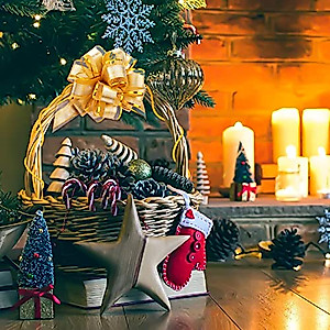 Amcami 20 Pieces Large Christmas Pull Bows for Gift Wrapping Big Gold Ribbon Bows for Xmas Gift Baskets Wine Bottles Decoration Gift Bows Organza Pull Bow for Wedding Party Birthdays Holidays