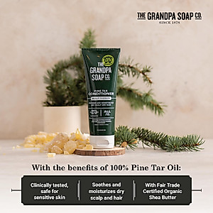 The Grandpa Soap Company Pine Tar Conditioner - Sooths and Moisturizes Dry Scalp, With Pine Tar and Tea Tree Oil, All Hair Types, Vegan, Sulfates and Parabens Free, 8 Fl Oz