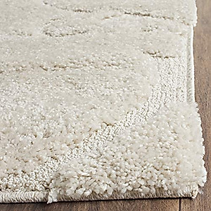 SAFAVIEH Florida Shag Collection Area Rug - 8' x 10', Creme & Creme, Scroll Design, Non-Shedding & Easy Care, 1.2-inch Thick Ideal for High Traffic Areas in Living Room, Bedroom (SG455-1111)