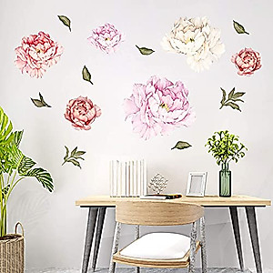 Removable Creative 3D Flower Wall Decal DIY Flowers Wall Decor Floral Wall Peel and Stick Sticker for Girls Teens Nursery Babys Bedroom Living Room Home Offices Kids Room Decoration (Peony)