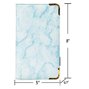 Server Book - Waitress/Waiter Book Organizer with Zipper Pouch, Guest Check Book Holder Money Pocket Restaurant Waitstaff Organizer (Blue)