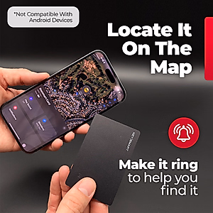 KeySmart SmartCard Wallet Tracker Card, Compatible with Apple Find My App, Rechargeable Thin GPS Item Finder for Luggage Tag, Passport, Smart Bluetooth Tracking with Key Chain Hole Black 1 Pack