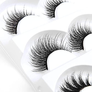 Eliace Fluffy Eyelashes 3D Mink Lashes Cat Eyes 15 Mixed Styles 15 Pairs Reusable Soft Fake Eyelashes Volume Strip Lashes Natural Look Wispies & Big False Eyelashes Pack - with False Lashes Tweezers