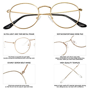 Pro Acme Classic Round Metal Clear Lens Glasses Frame Unisex Circle Eyeglasses (Gold)