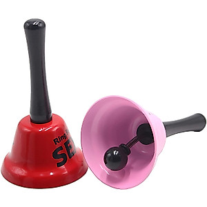 Ring for a Kiss/Hug,Call Bell for Family Loves, Musical Hand Bells, Cow Bells with Stick Grip Handle Bell for Cheering at Sporting & Wedding Events,Jingles, Ringing (Ring for a KISS)