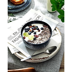 S&Q'S CERAMICS Cereal Bowls - 36 Ounce Ceramic Bowls, Japanese Noodle Bowl Set, Ceramic Bowls for Kitchen, Breakfast, Oatmeal, Microwave and Dishwasher Safe, [Set of 4], Dark Blue