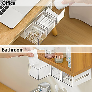 XING ZHONG Wall Mounted Qtip Holder Dispenser,Bathroom Organizers and Storage for Cotton Ball,Cotton Swab,Cotton Round Pads,Floss Picks,Hair Tie,Multi-Functional Double Sided Drawer,No Drilling(2PCS)