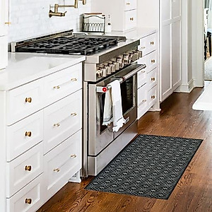 Carolina Creekhouse Grace FloorFlat (042087UB) | Decorative Vinyl Floor Covering | Lay Flat | Durable | No Curling Edges | Waterproof | Easy Clean | Wipeable | Eco-Friendly | 2’ x 5’ Mat | Black Beige