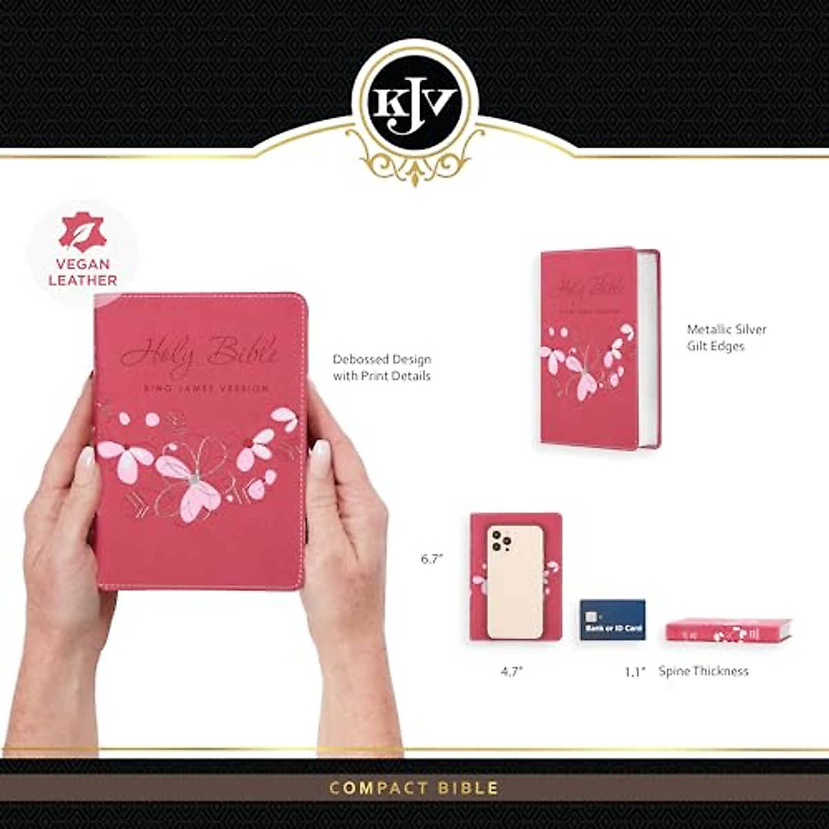 KJV Holy Bible, Compact Faux Leather Red Letter Edition - Ribbon Marker, King James Version, Pink