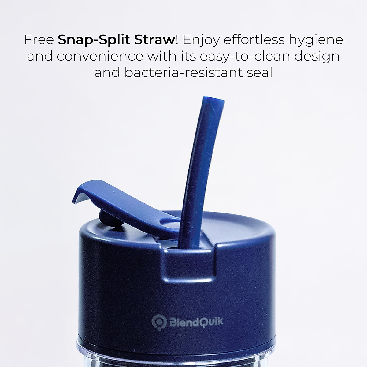 BlendQuik, Personal Portable Blender For Shakes & Smoothies, Leakproof & Stylish Portable Mason Jar Shaker, Rechargeable Mini Blender with 10-Blade Blending System 14oz, Dark Blue