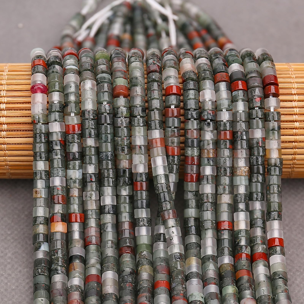 150PCs Natural Red Jasper Spacer Beads, Loose Semi Precious Flat Round Gemstone Heishi Disc Stone Beads for Beading Jewelry Making 4mm*2mm 38cm