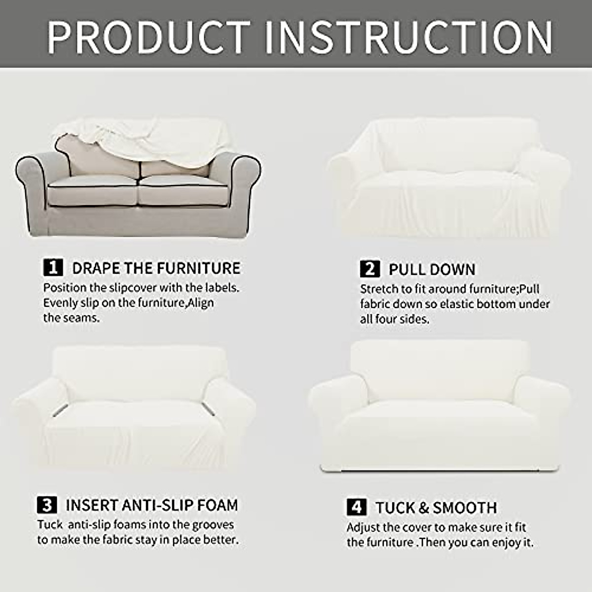 Easy-Going Stretch Chair Sofa Slipcover 1-Piece Couch Sofa Cover Furniture Protector Soft with Elastic Bottom for Kids, Pet. Spandex Jacquard Fabric Small Checks (Chair, Cream)