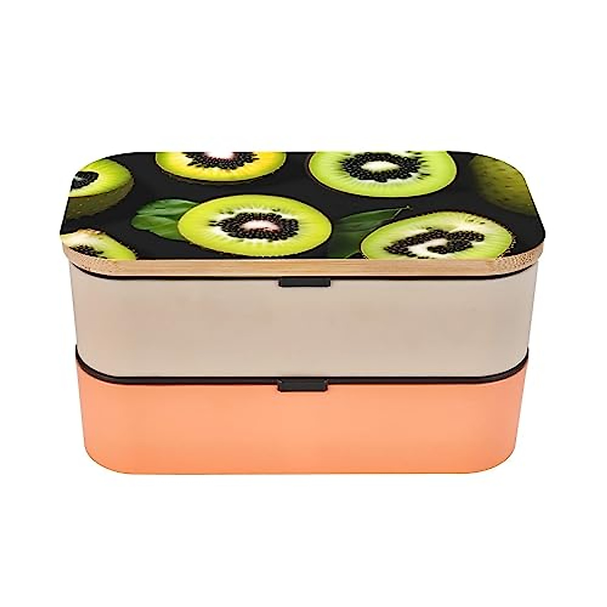 Green Kiwi Adult Lunch Box, Bento Box, With Cutlery Set Of 3, 2 Compartments, Rectangular, Lunch Box For Adults