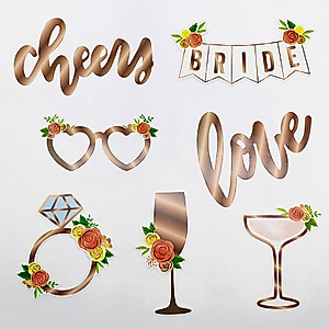 Wedding Bridal Shower Photo Booth Props, 20 Pieces Rose Gold Bachelorette Party Decorations, Wedding Party Photobooth Props, Wedding Bridal Shower Bachelorette Party Supplies, Bride to Be Photo Props