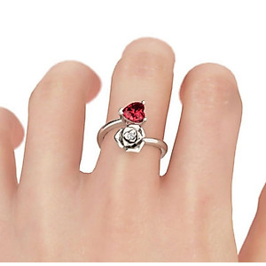 HUKQBUNX 925 Sterling Silver Personalized Rose Love red Agate Women's Fashion Diamond Setting Zircon Cubic Zircon Fashion Wedding Engagement Diamond Ring Size 6-10 (Size 10)