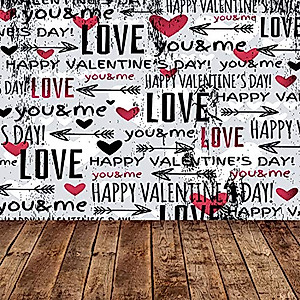 SJOLOON 10x10ft Valentines Day Backdrops for Photography Wood Floor Photography Backdrops Love for Photo Background for Party Studio Backdrop 10869
