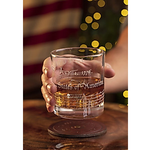 Declaration of Independence - Patriotic Old Fashioned Whiskey Rocks Glass - 12 oz capacity