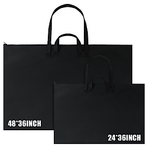 Abbylike 2 Pcs Art Portfolio Case 36 x 48 and 24 x 36 Inch Art Portfolio Storage Large Poster Board Bag Waterproof Poster Carrying Tote with Nylon Shoulder for Artwork, Poster, Sketching and Drawing