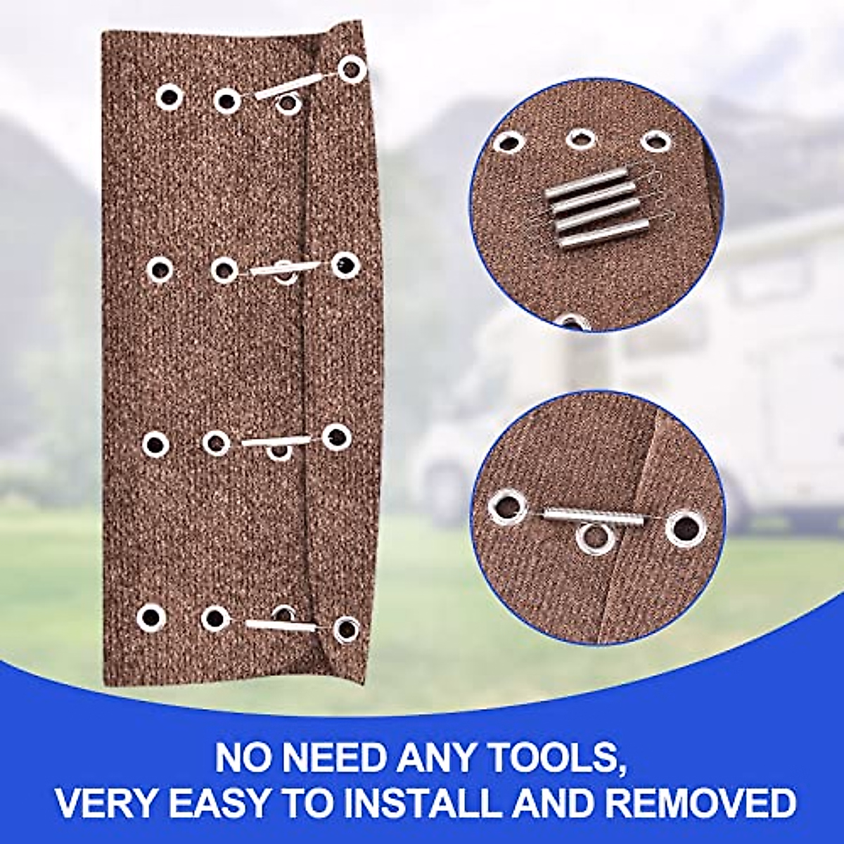 RISTOW RV Step Covers 3 Pack 22" Wide RV Step Rug with Install Hooks Fit 8-11" Deep Camper Step Cover RV Stair Covers Ideal for Wide Radius Steps - Brown