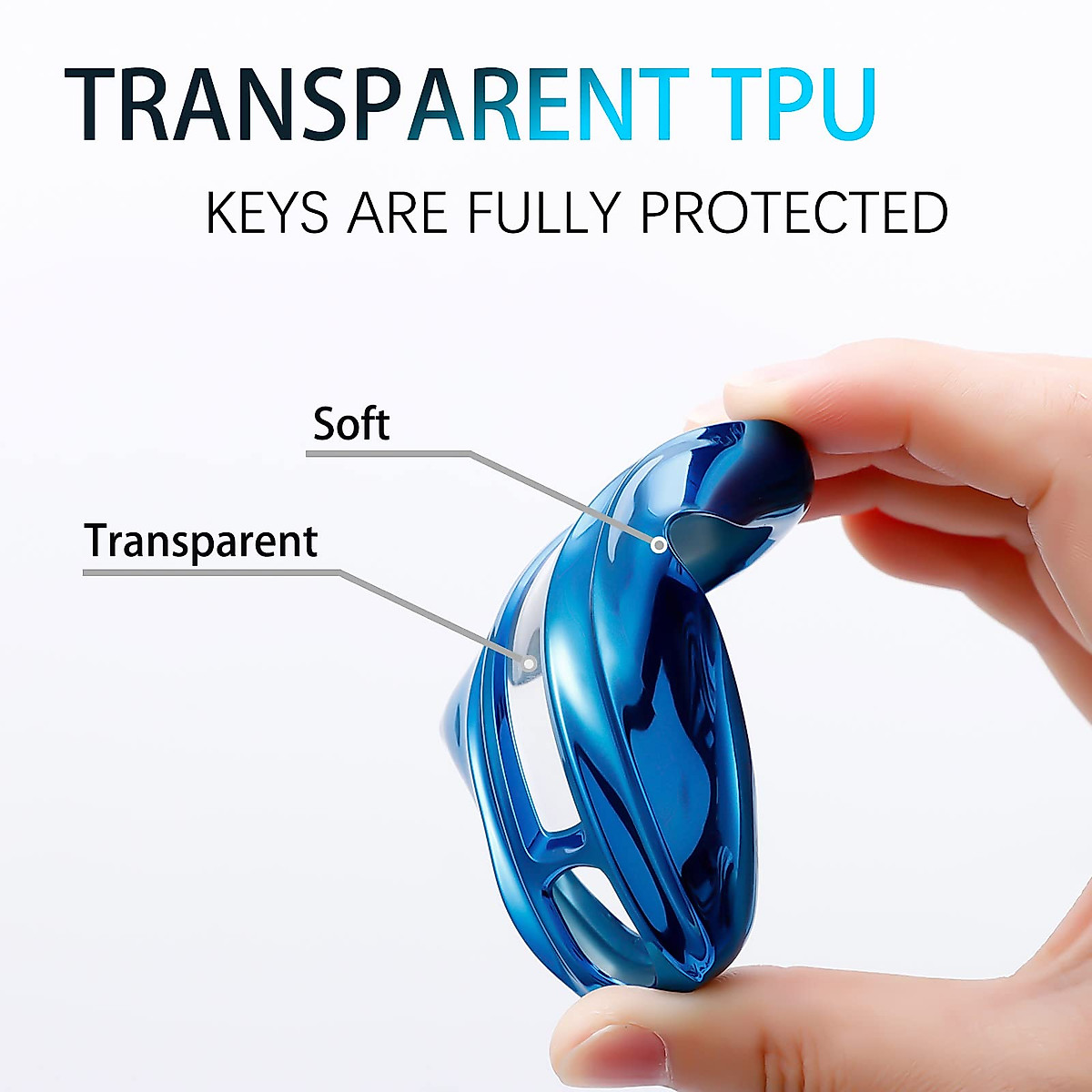 WORCAS Smart Soft TPU Key Fob Cover Compatible with Porsche 911 Cayenne Panamera TAYCAN 3/4 Button Keyless Entry Remote Control Accessories Protective Cover(Blue)