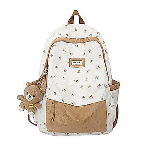 GLIGLITTR Kawaii Backpack for Women Lightweight Travel Casual Backpack Cute Shoulder Bag Lady College Aesthetic Backpack(Khaki,One Size)
