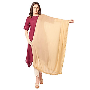 DUPATTA BAZAAR Woman's Beige Chiffon Dupatta