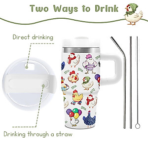 Chicken Gifts for Women Girls, Chickens Tumbler with Handle and Straw for Kids 14oz, Chicken Owners Gifts Ideas, Birthday Gift for Chickens Lovers