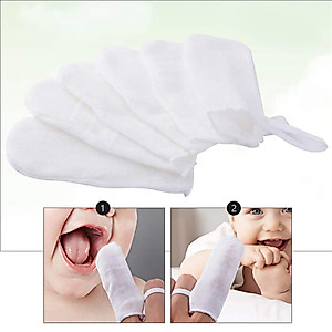 Healifty 18pcs Teeth Gauze Infant Finger Clean Oral Toothbrush Infant Mouth Cleaner Cotton Gauze Elastic Finger cot for 0-36 Months White